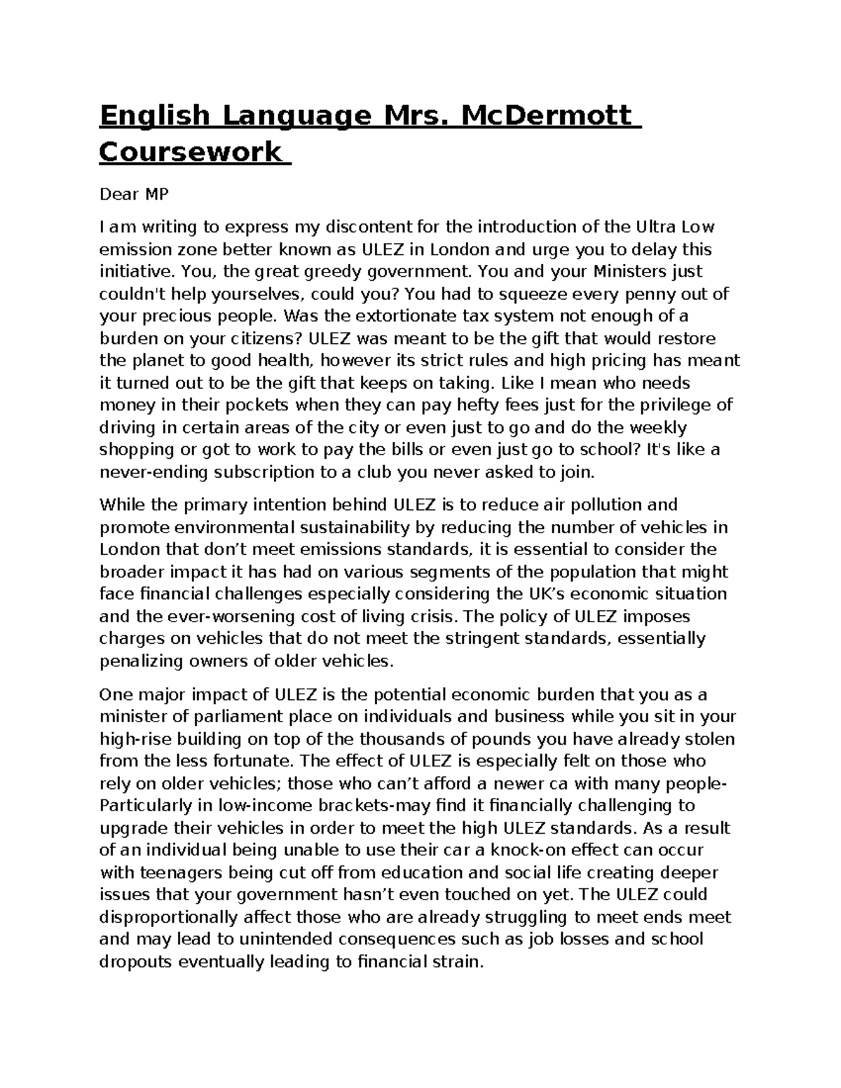 English Language Mrs Mc Dermot Coursework - English Language Mrs ...