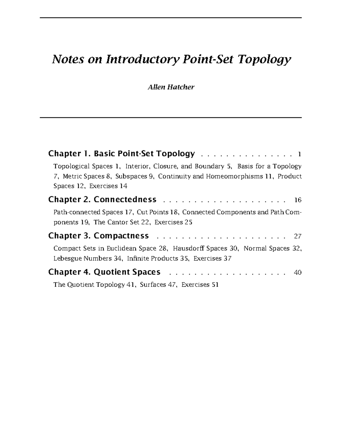 Top Notes - Topology - Notes on Introductory Point-Set Topology Allen ...