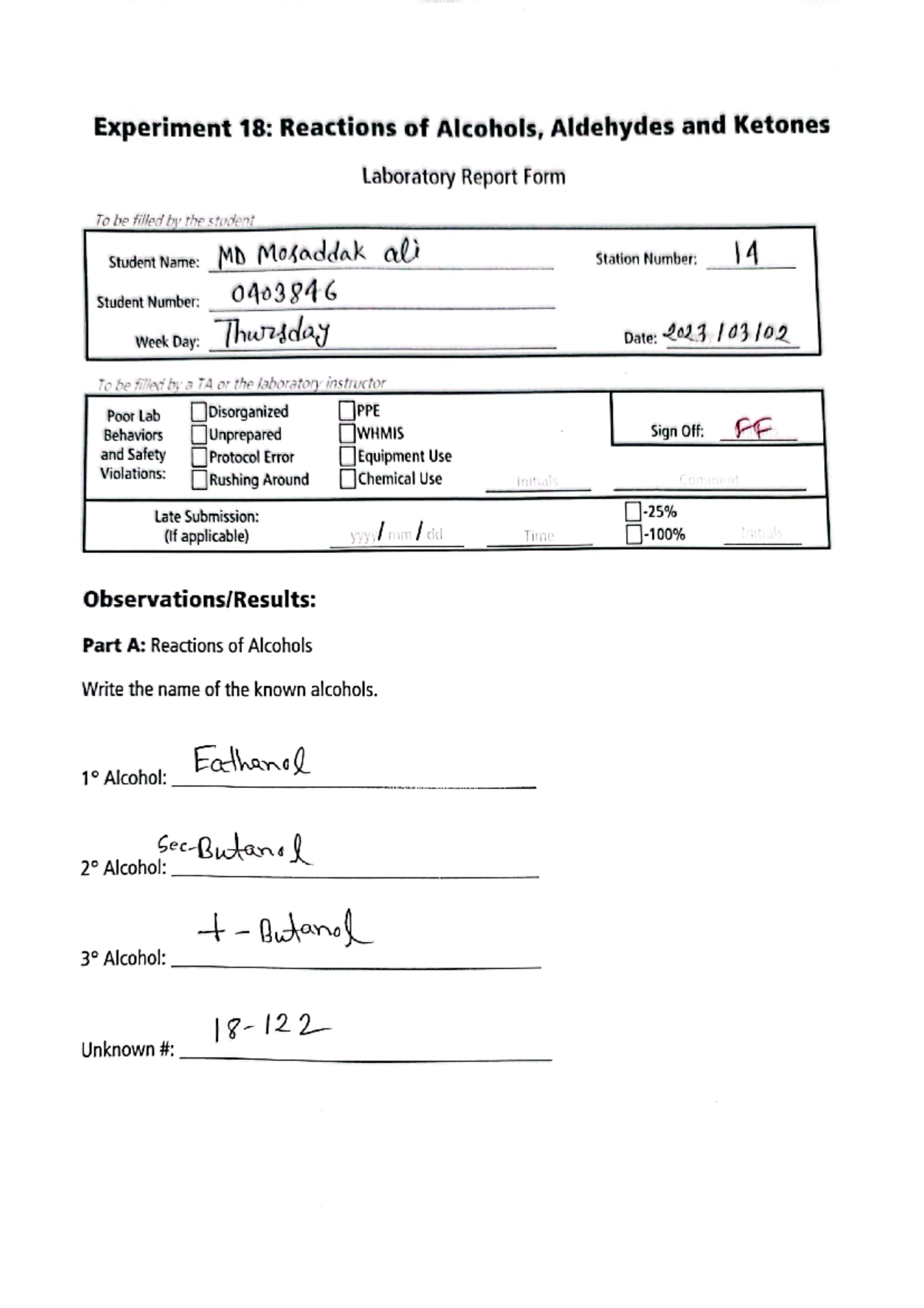 Lab 18 - This is a laboratory practice material - CHMI-2427EL - Studocu