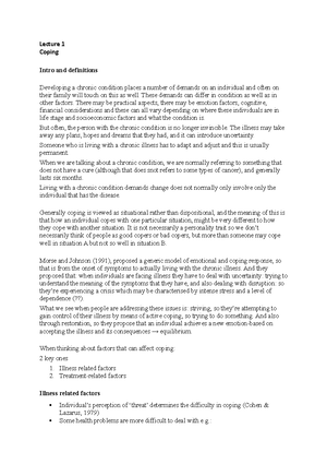 Theories of chronic illness - Self-Regulatory Model (Leventhal, 1984 ...