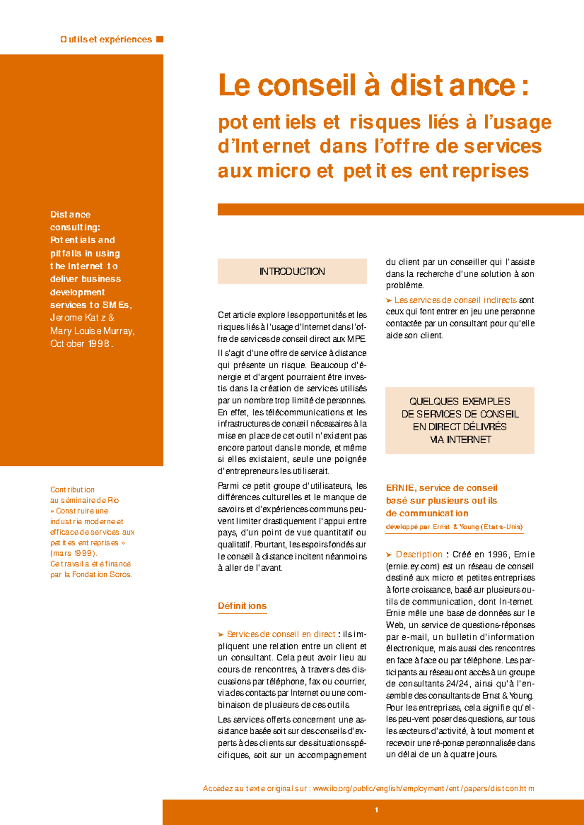 le conseil a distance - Le conseil à dist ance : pot ent iels et risques liés à l’usage d’Int ...
