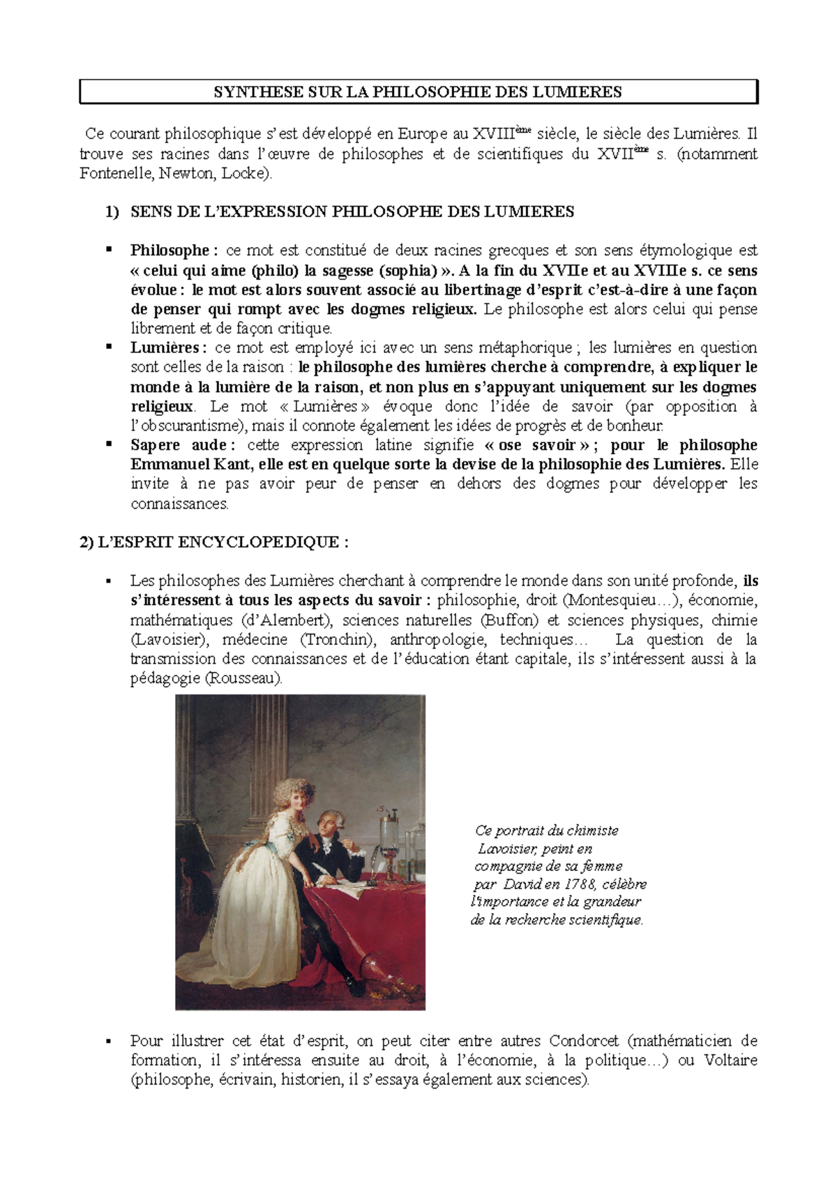 16 Cours sur la philosophie des Lumieres - SYNTHESE SUR LA PHILOSOPHIE ...