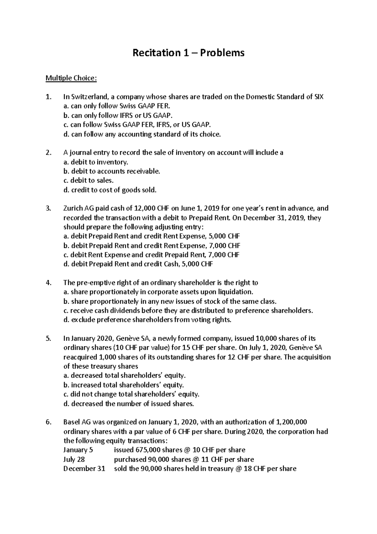 Recitation 1 problems - All solution without any emptimness. Feel free to look into it ...