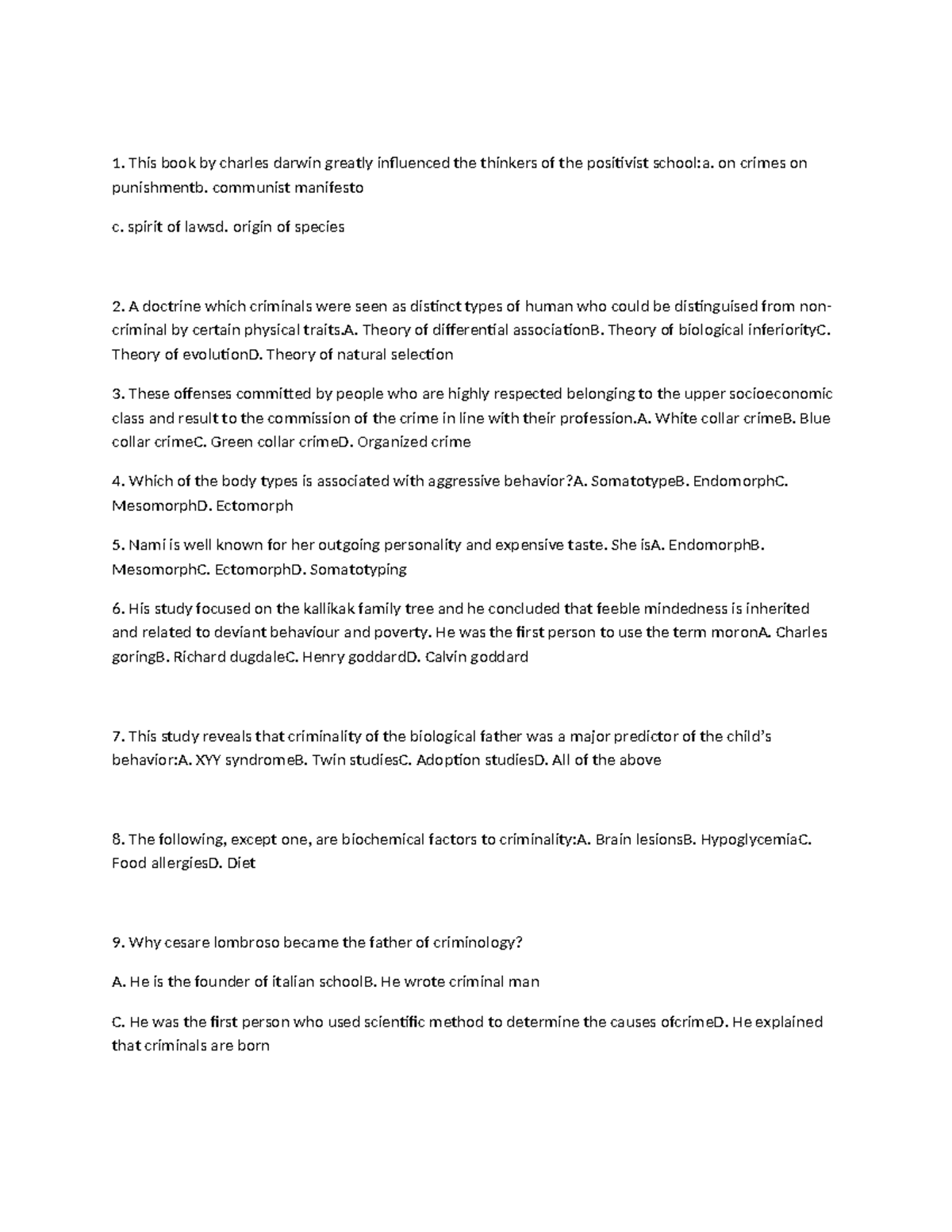 QUIZ1F - None - This book by charles darwin greatly influenced the ...