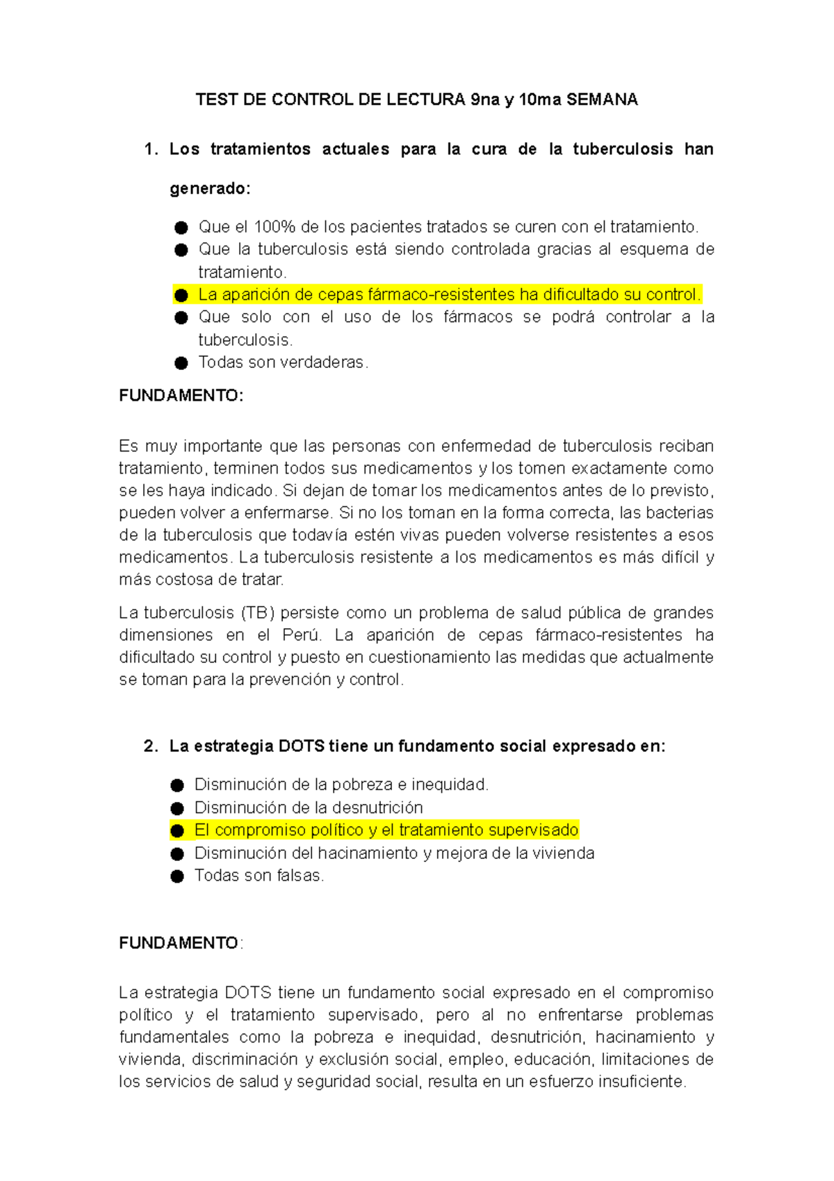 TEST DE Control 9na y 10ma Semana - Grupo 2 - TEST DE CONTROL DE ...