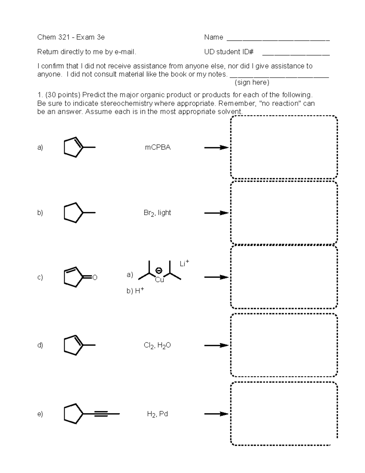Chem 321 2020 fall exam 3e - Return directly to me by e-mail. Chem 321 ...