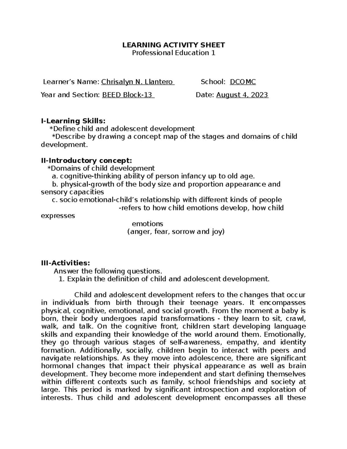 Learning Activity Sheet Prof Ed 1 - LEARNING ACTIVITY SHEET ...