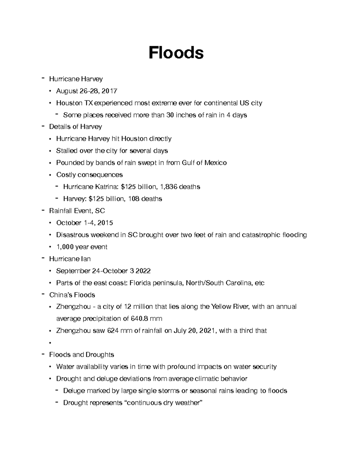 Flood Lecture Notes - Floods - Hurricane Harvey • August 26-28, 2017 ...