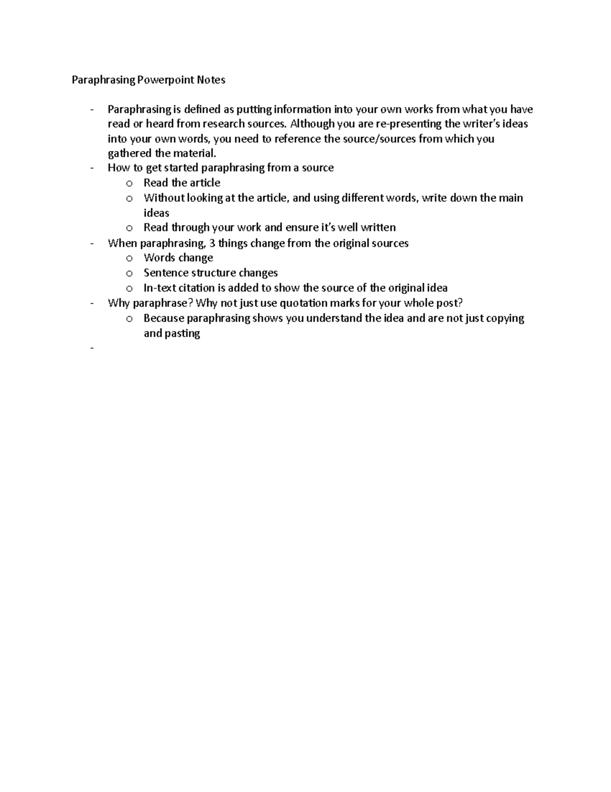 Learn How To Paraphrase Powerpoint - GEOG 1280 - Paraphrasing ...