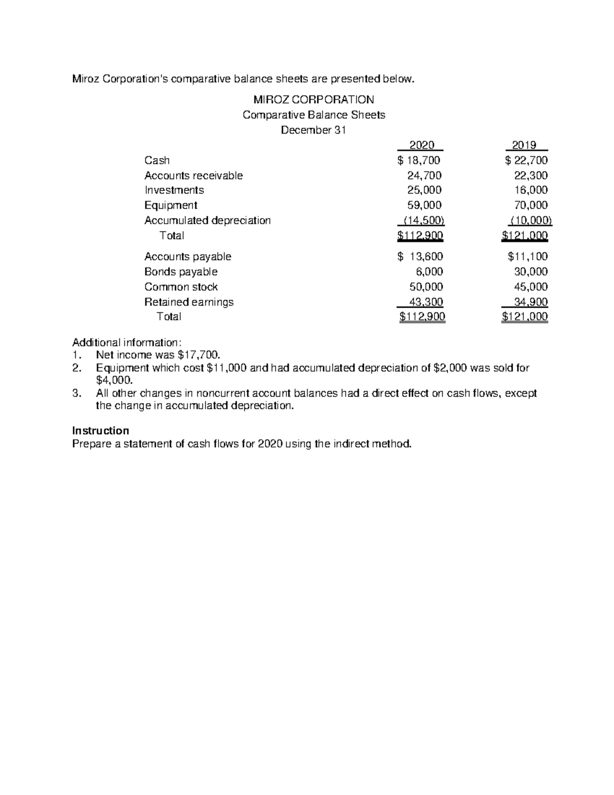 Easy Cash Flow Problem FCF cash flow problem - Miroz Corporation's ...