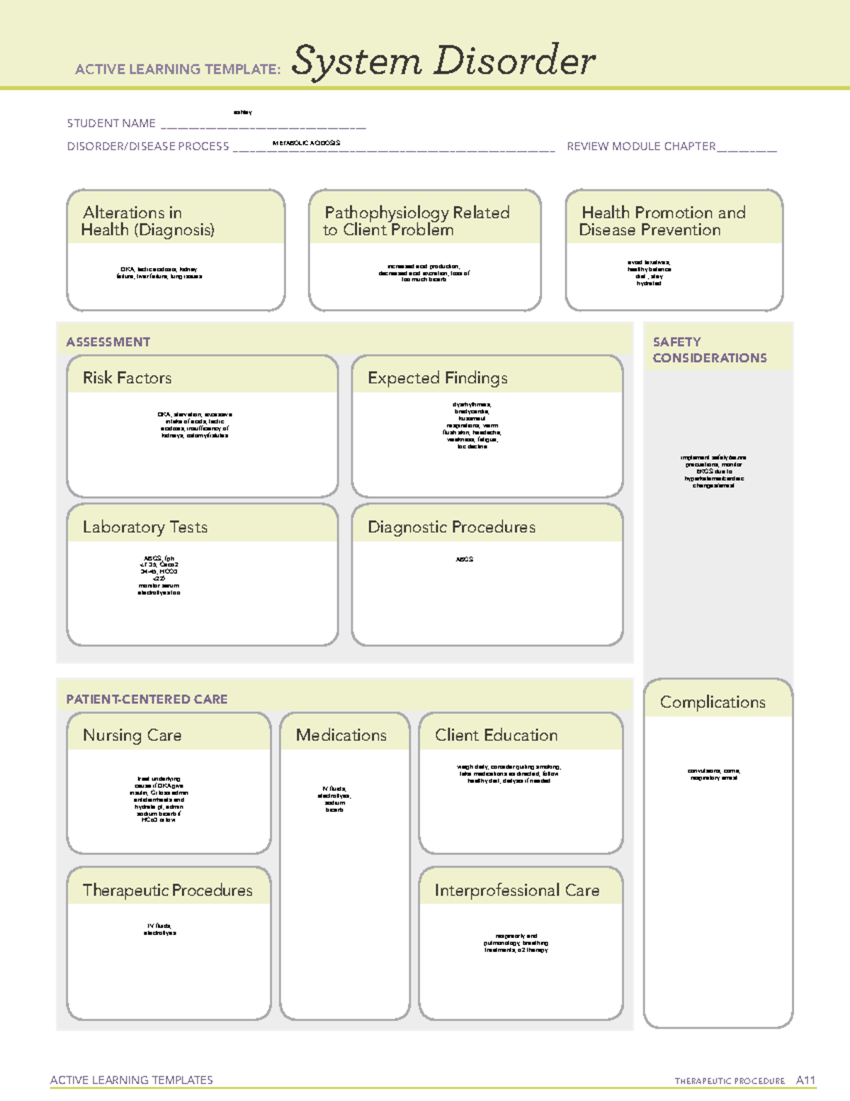 Metabolic acidosis - ati - ACTIVE LEARNING TEMPLATES THERAPEUTIC ...