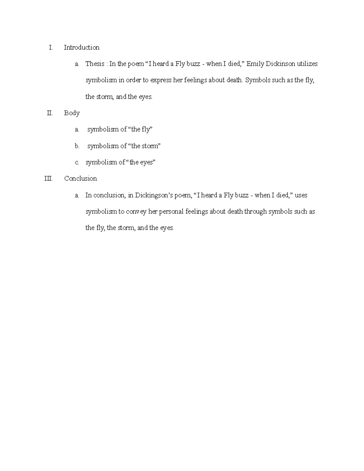 Symbolism in 'Heard a Fly Buzz When I Died' by Emily Dickinson - Studocu