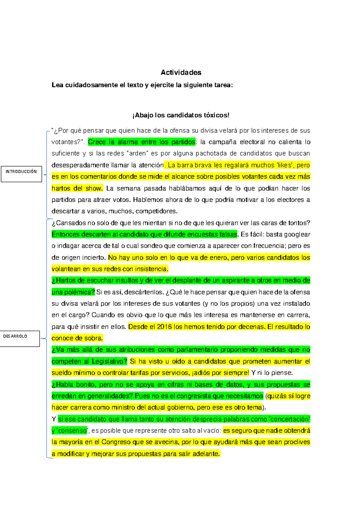Texto 2 actividad Comunicacion - Actividades Lea cuidadosamente el ...