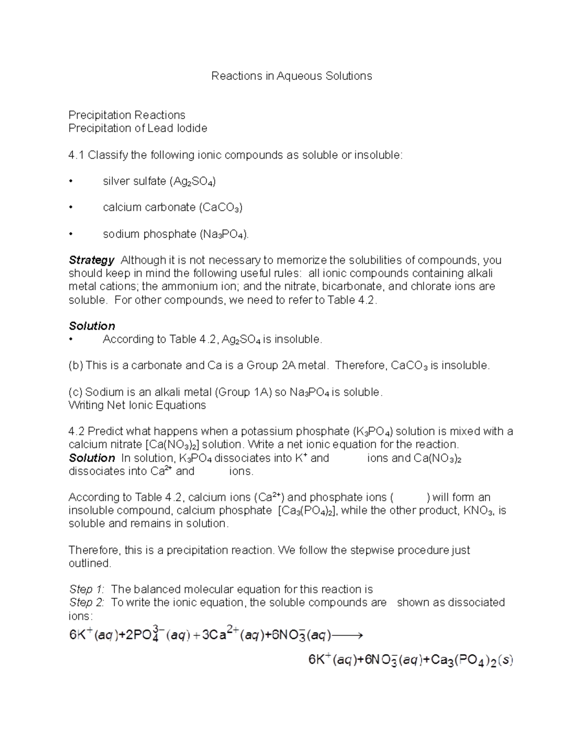 Reactions in Aqueous Solutions - Reactions in Aqueous Solutions ...