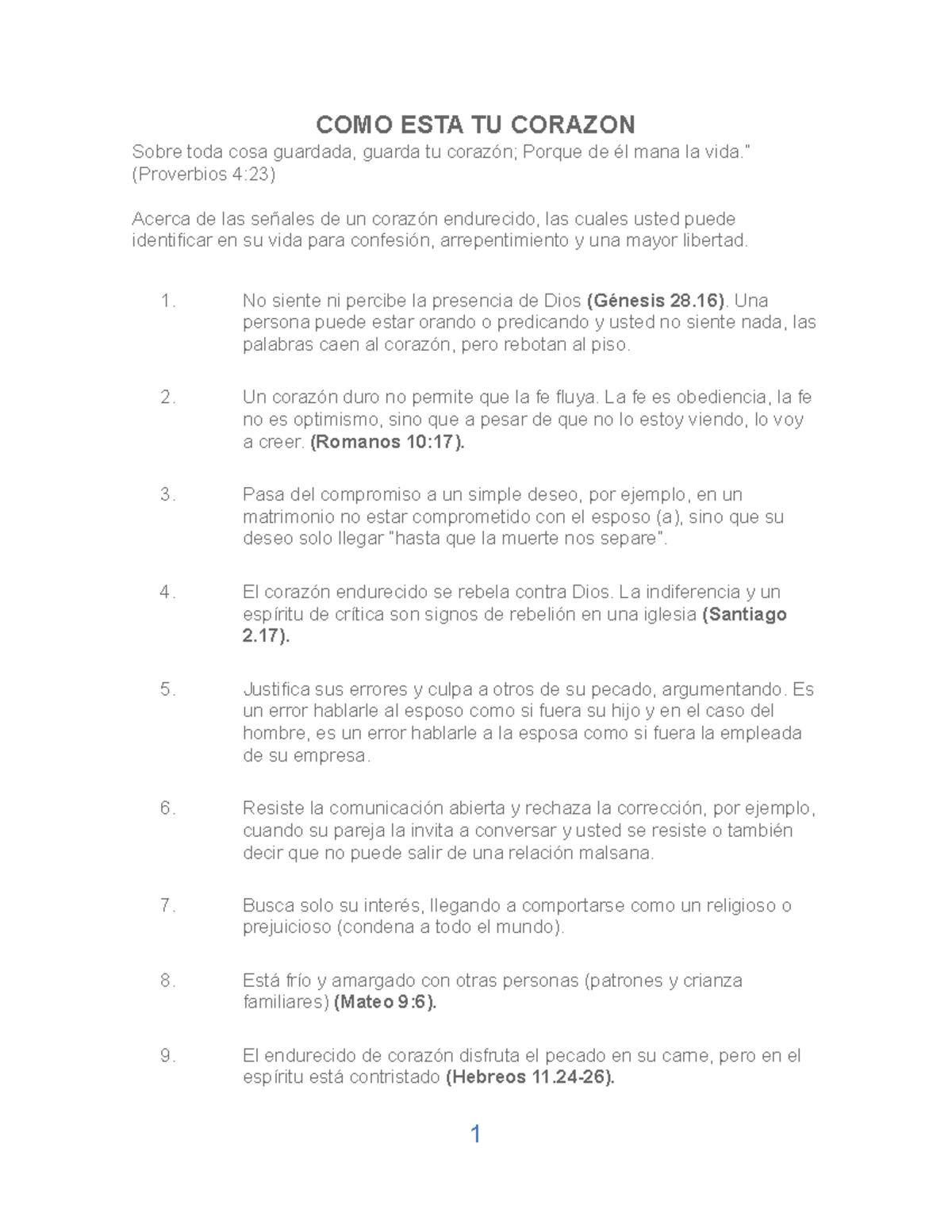 Predica COMO ESTA TU Corazon - COMO ESTA TU CORAZON Sobre toda cosa ...