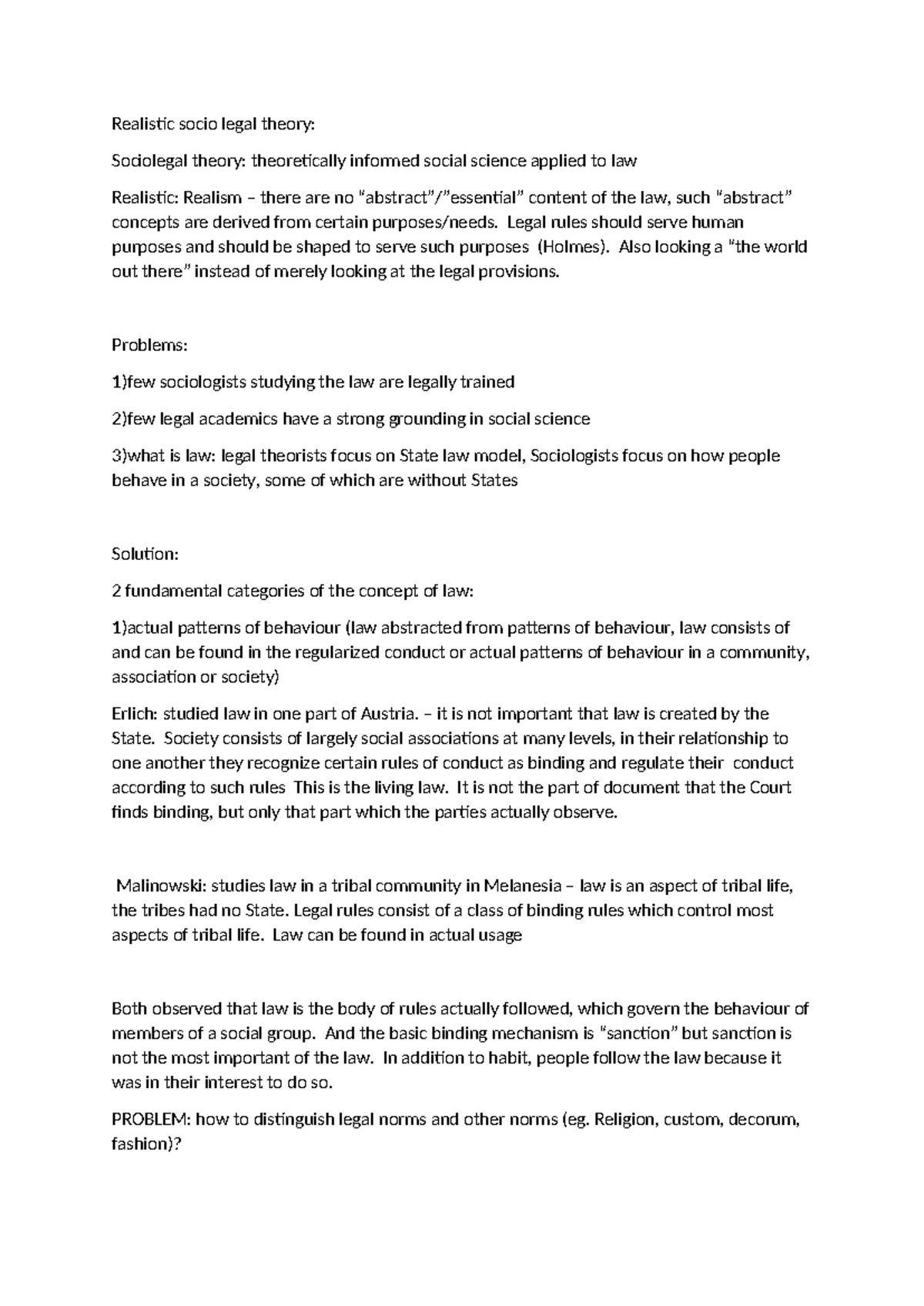 Notes on Brian Tamanaha Realistic socio legal theory - Realistic socio ...