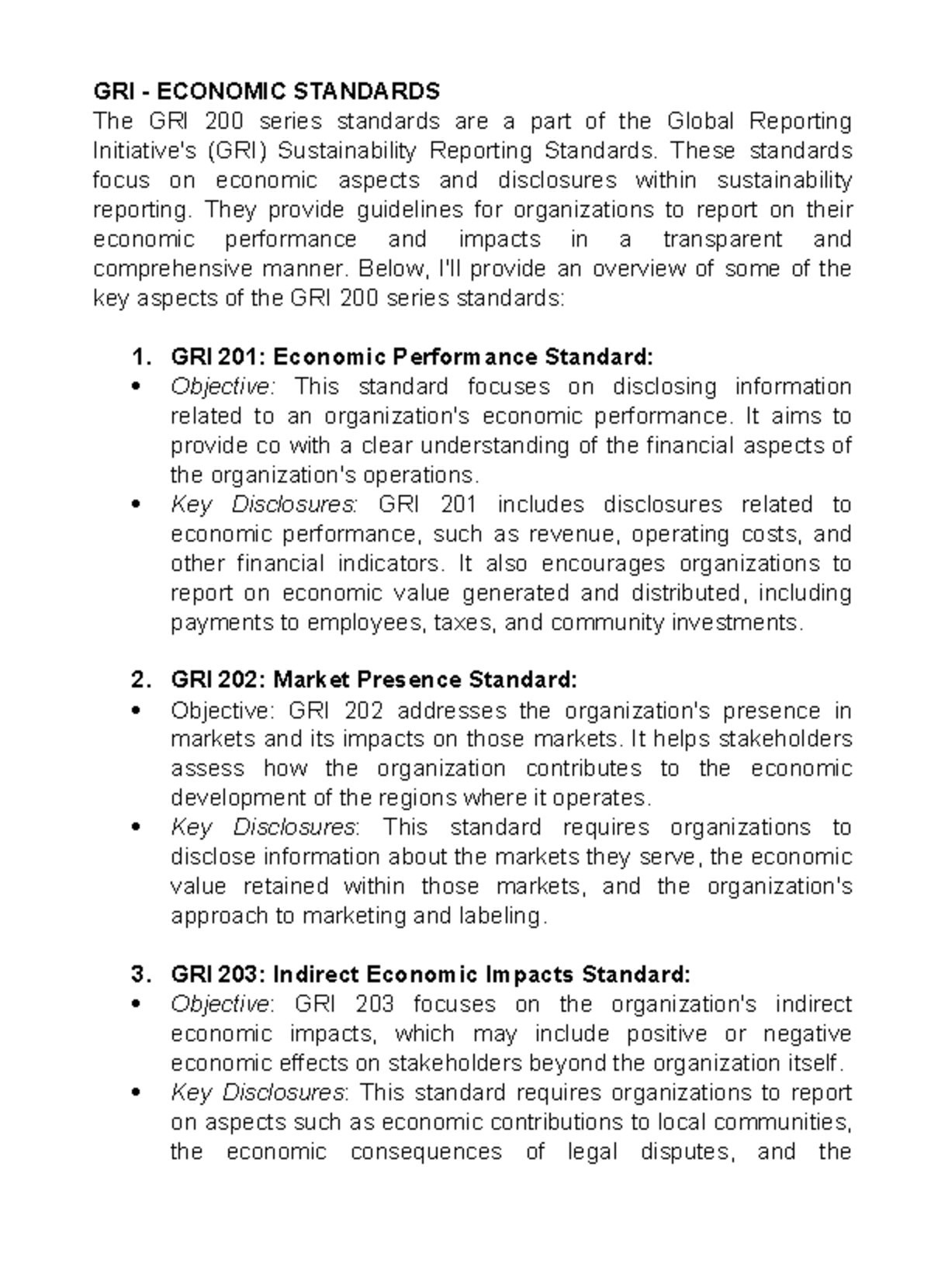 GRI - fgdgsg - GRI - ECONOMIC STANDARDS The GRI 200 series standards ...