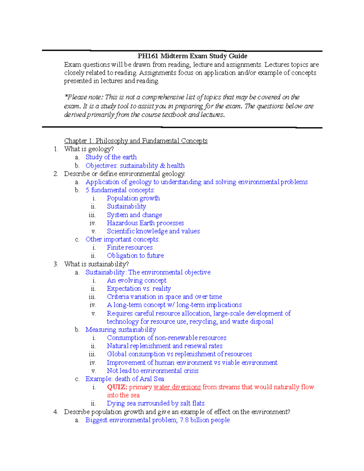 PH161 Geology Midterm Exam Study Guide - PH161 Midterm Exam Study Guide ...