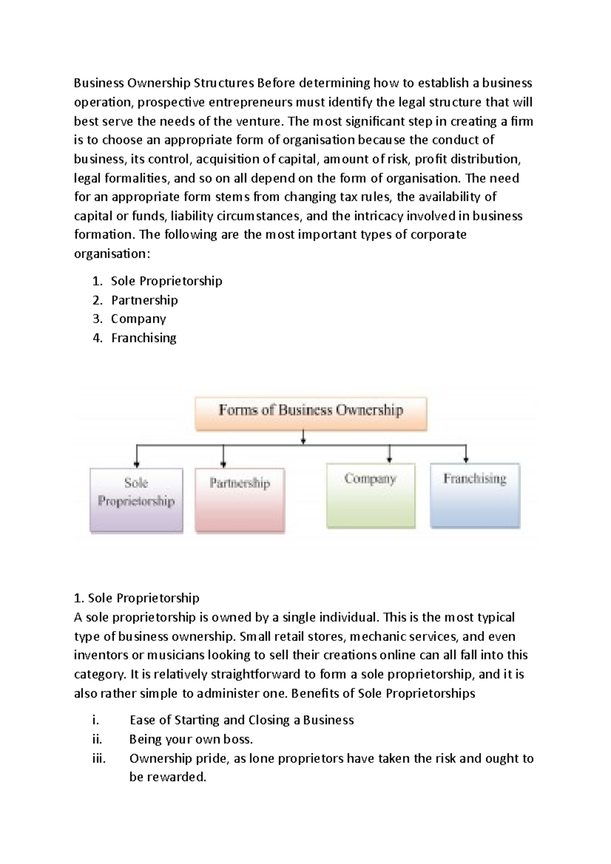 Business Ownership Structures Before determining how to establish a ...