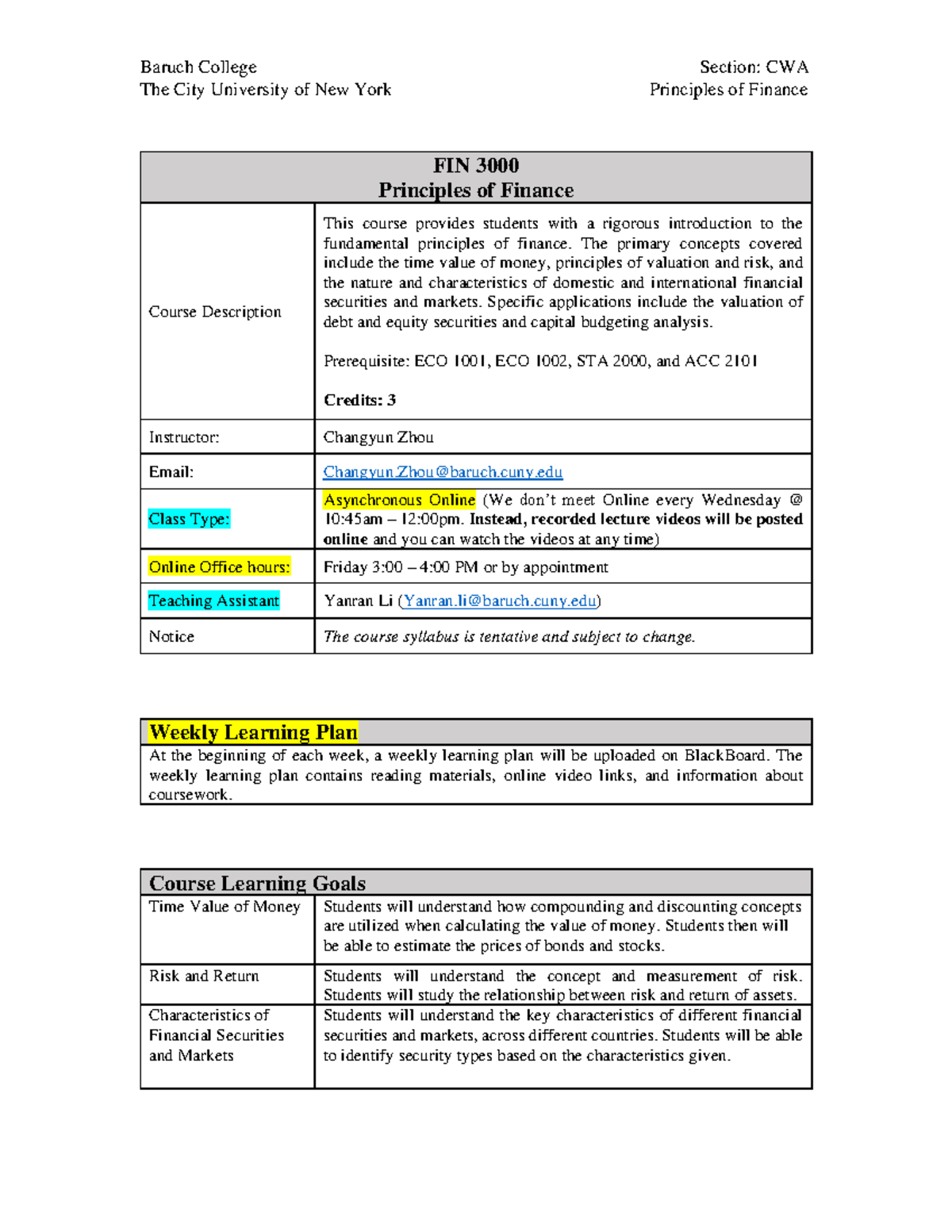 Syllabus Spring 2021 - CWA(2) - The City University of New York ...