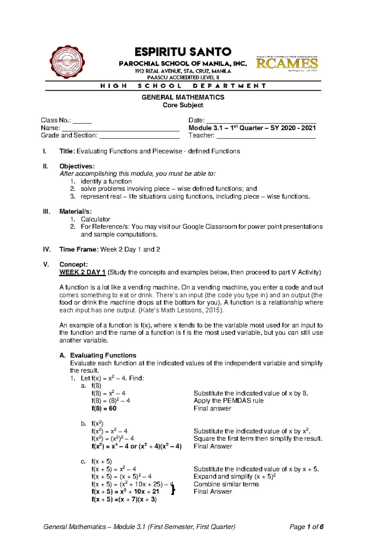 Gen Math.Q1Module 3 - Practice material for math - GENERAL MATHEMATICS ...