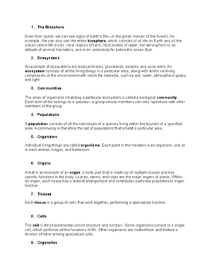 Lecture 3 Notes (Cell Bio) - What are some examples of function ...