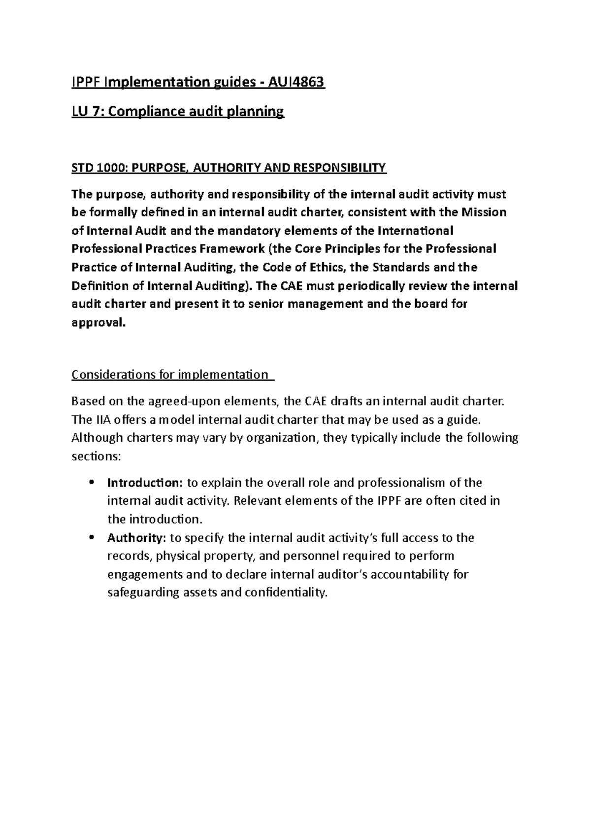 LU 7 - Summary of IPPF Framework as per LU. - IPPF Implementation ...