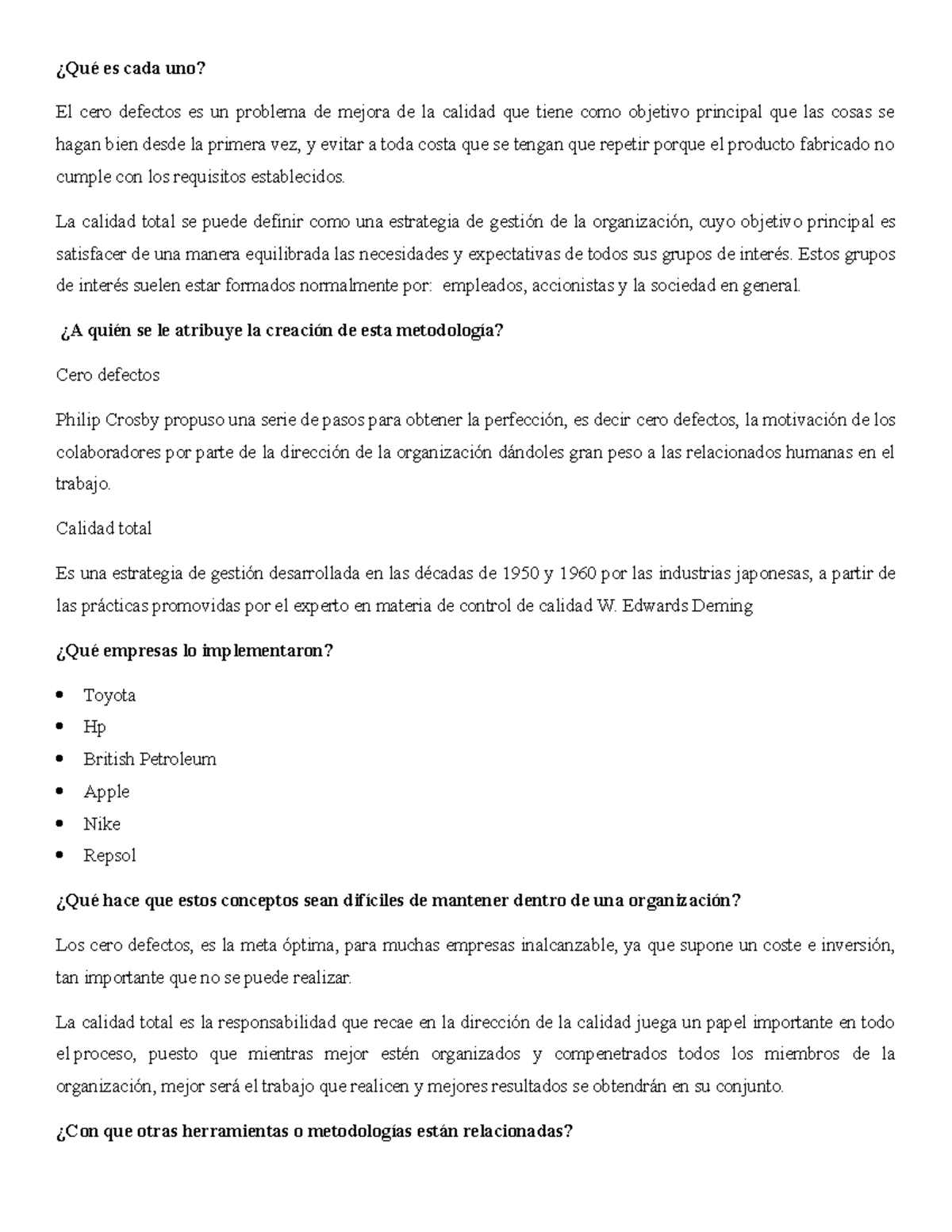 Actividad 2 Infografias CERO Defectos Y Calidad Total - ¿Qué es cada ...