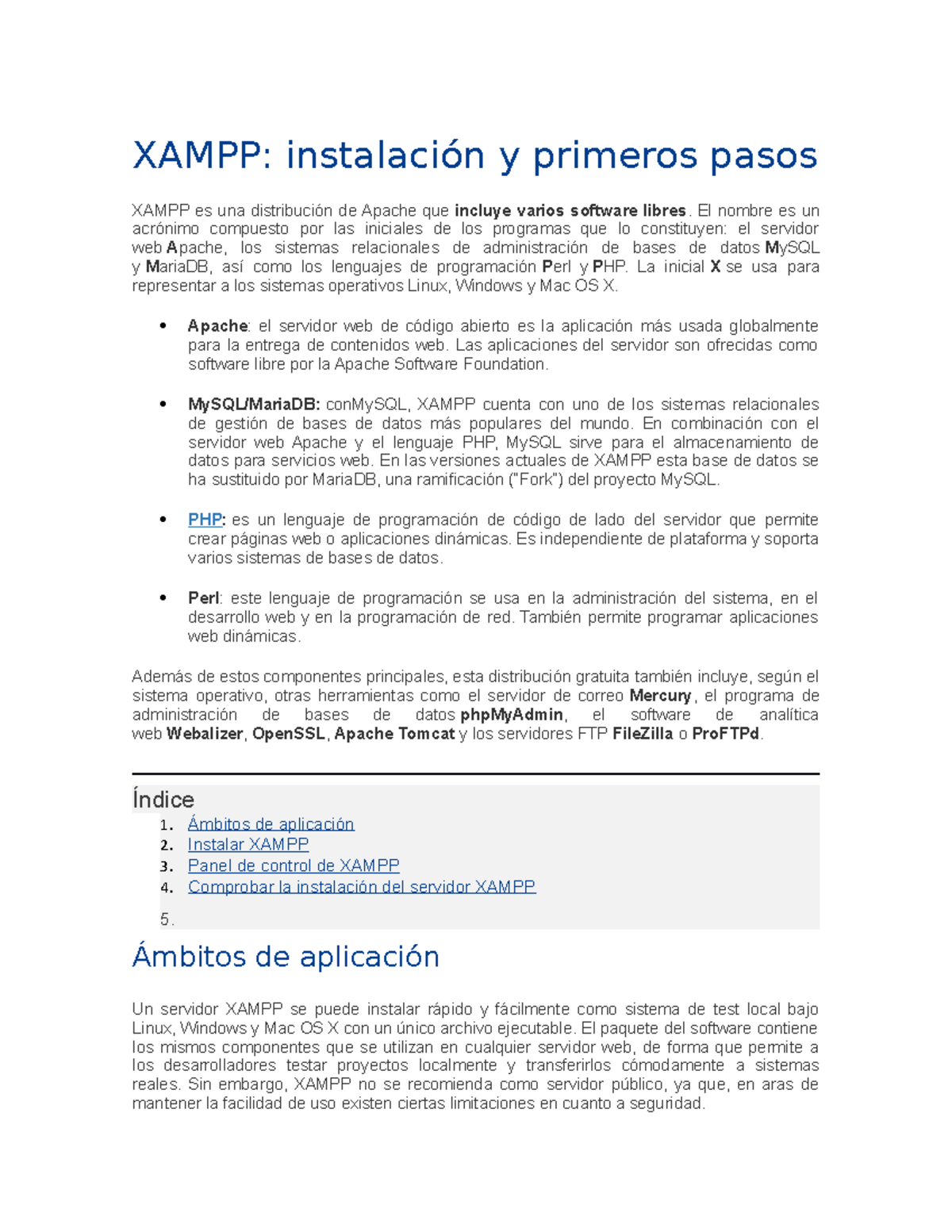 Instalar Xampp - XAMPP: instalación y primeros pasos XAMPP es una ...