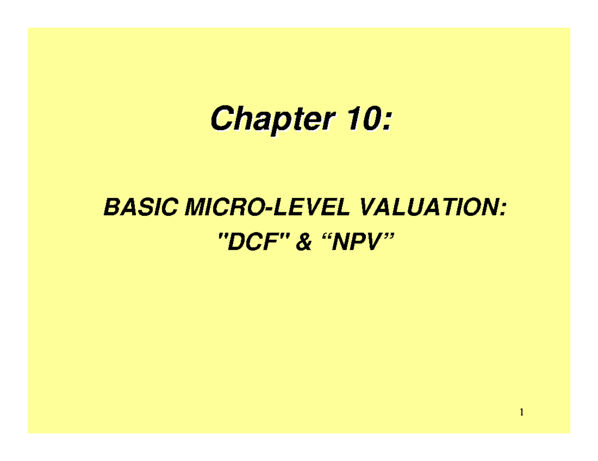 2e9f5e8ce15825 d9581ae0109b6cc0cb lec2 3 4 - Chapter 10: Chapter 10: BASIC MICRO-LEVEL VALUATION ...