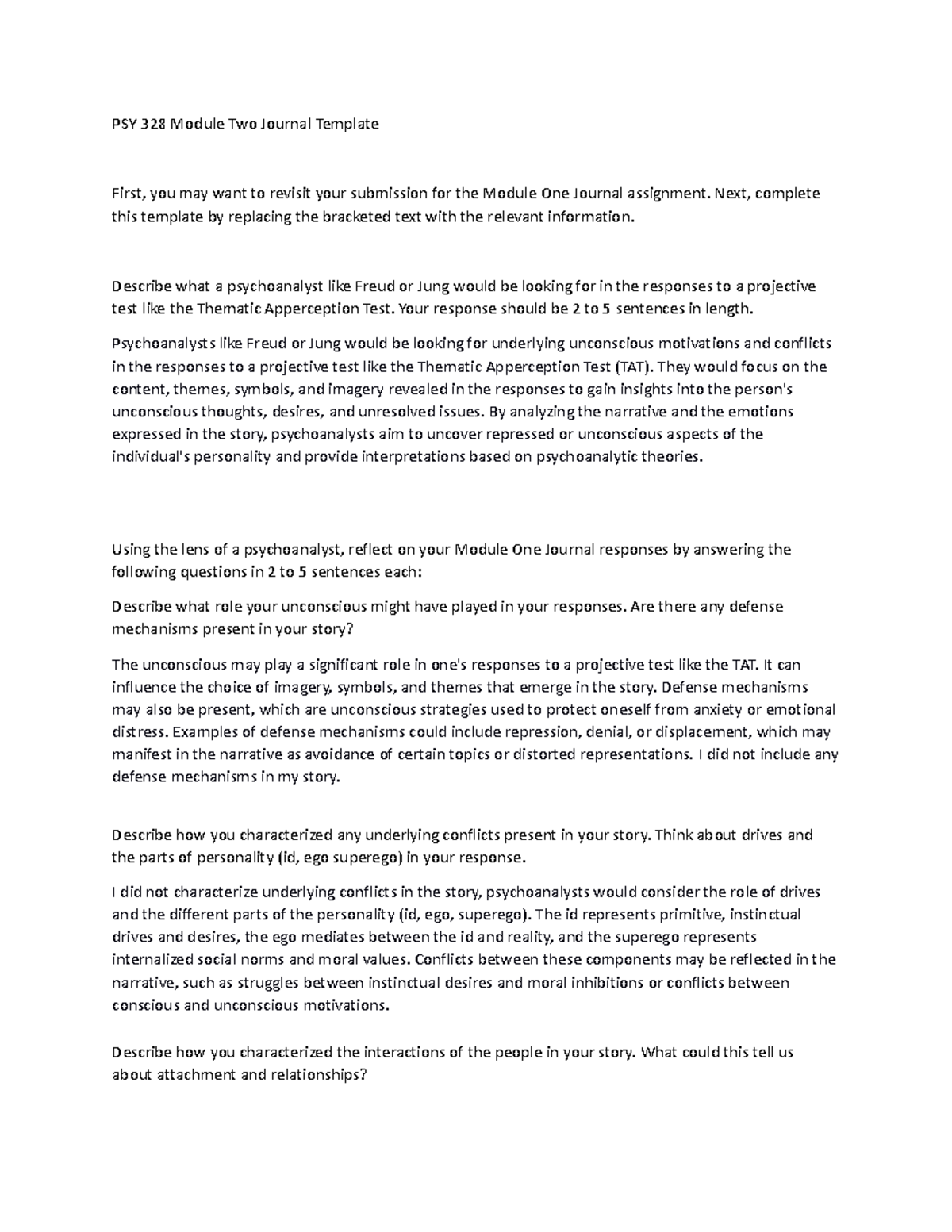 Journal 2-3 - PSY 328 Module Two Journal Template First, you may want ...