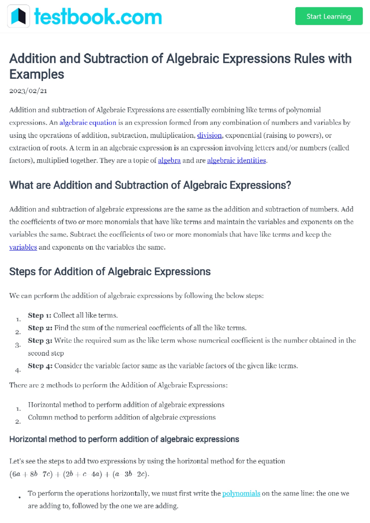 Maths addition and subtraction of algebraic expressions 09e07e0c ...