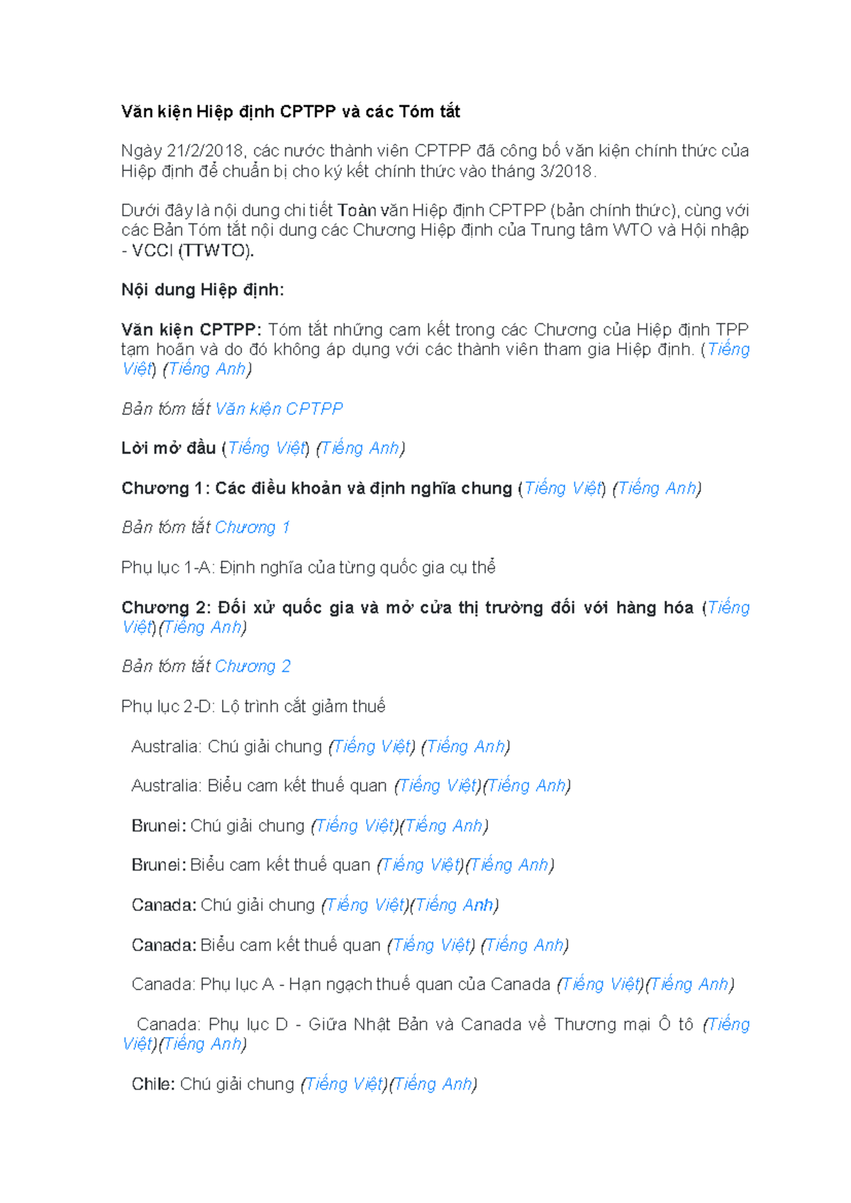 Cptpp-pdf - NEU - Văn kiện Hiệp định CPTPP và các Tóm tắt Ngày 21/2/2018, các nước thành viên ...