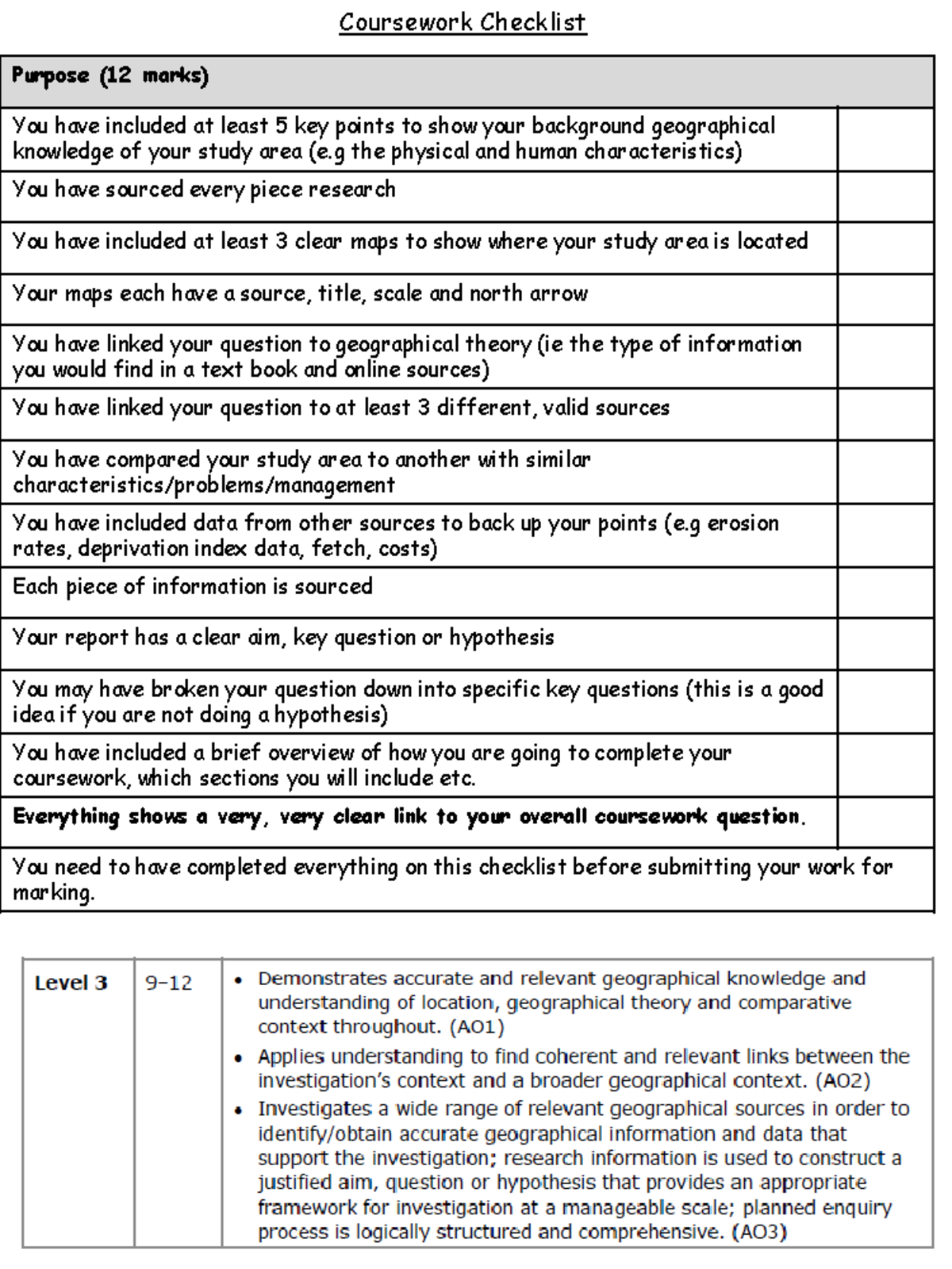 8-10. NEA Checklist - nooooo - Purpose (12 marks) You have included at ...