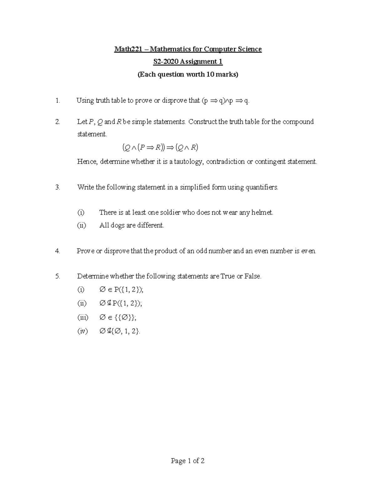 ALL Assignment Questions Math221 Mathematics For Computer Science all-assignment-questions-math221-mathematics-for-computer-science
