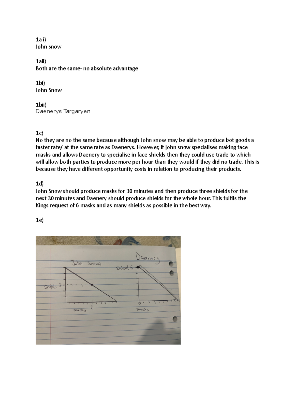 Week 1 - These are the weekly tutorial questions answers for ECX2630 - 1a i) John snow 1aii ...