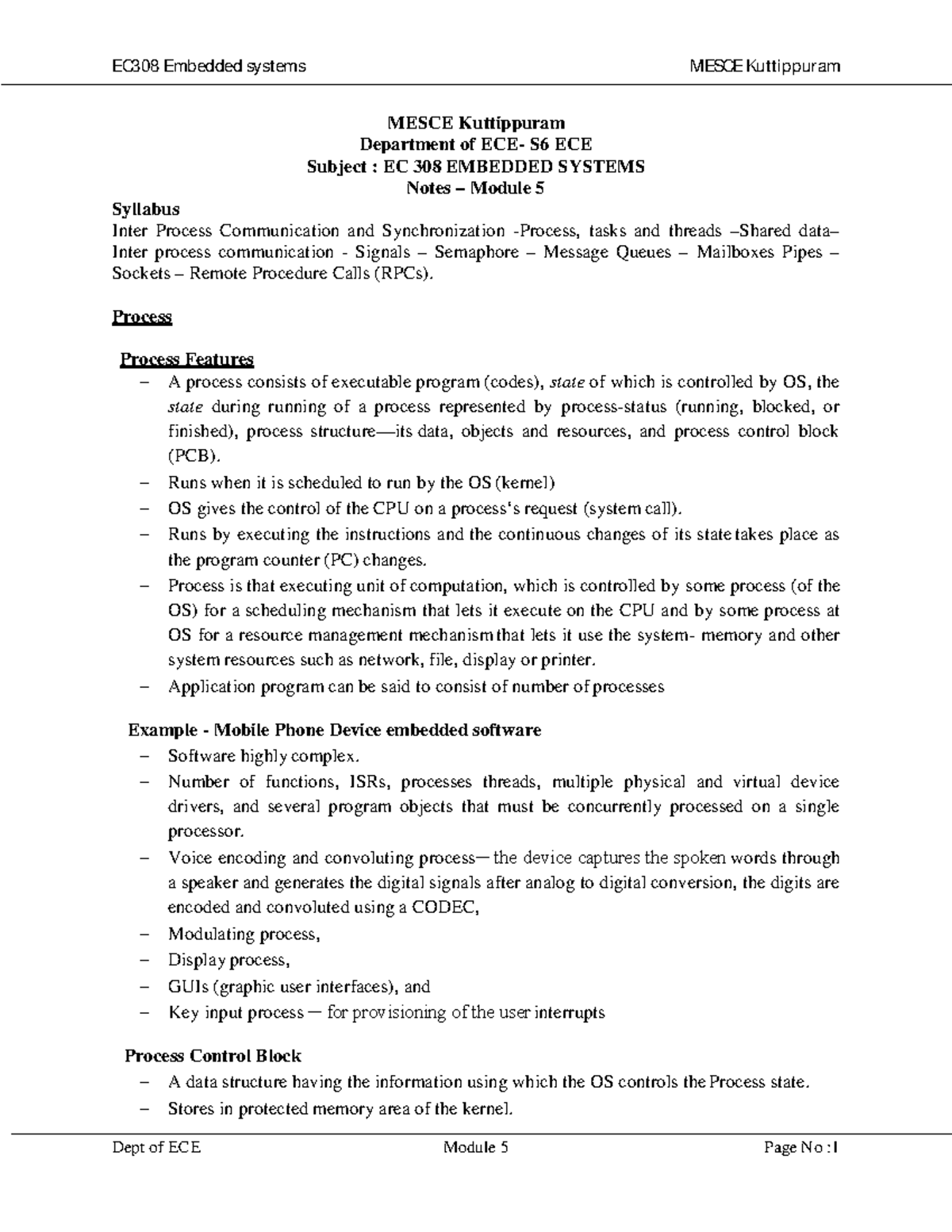 EC 308 Embedded Systems Notes Module 5 - KTU - Studocu