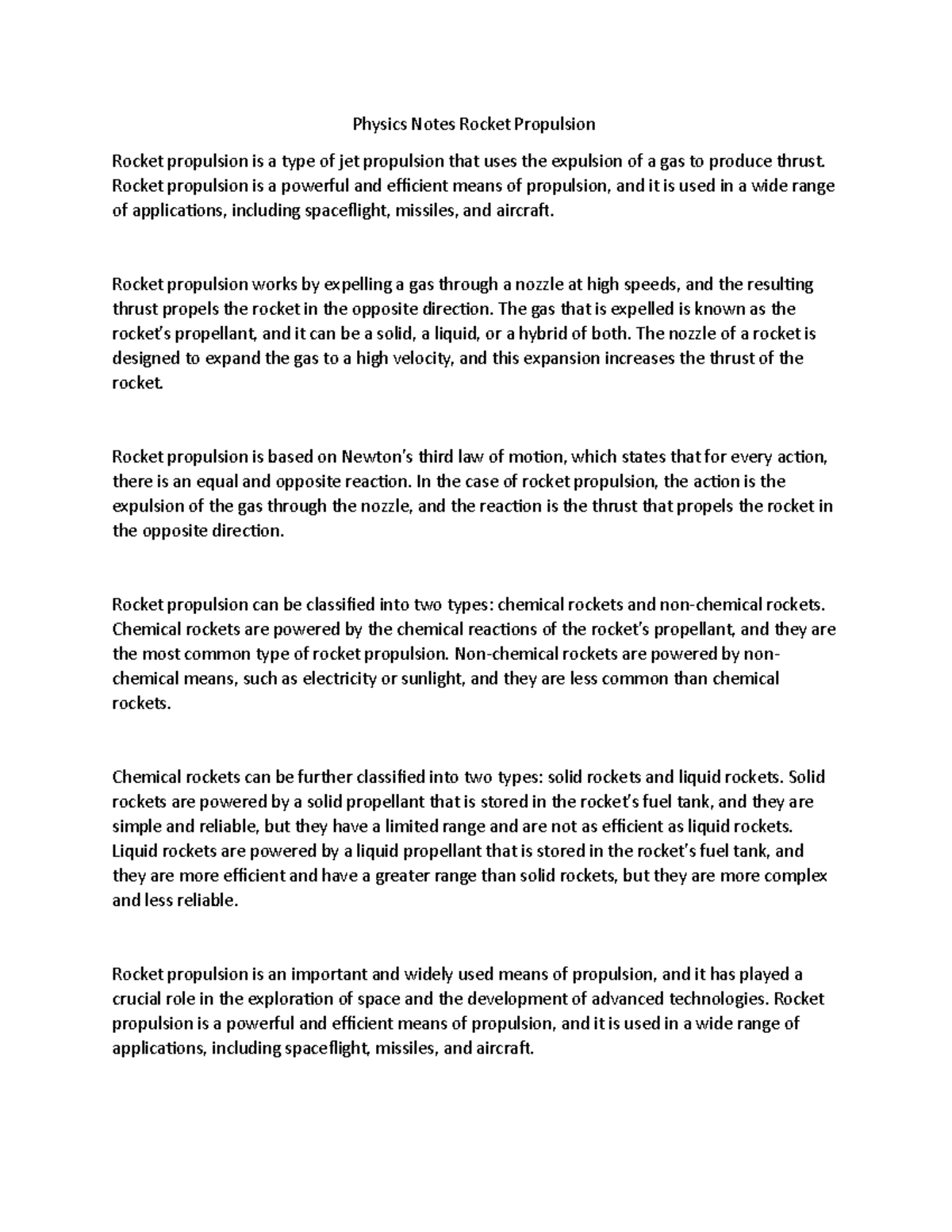 Physics Notes Rocket Propulsion - Physics Notes Rocket Propulsion ...