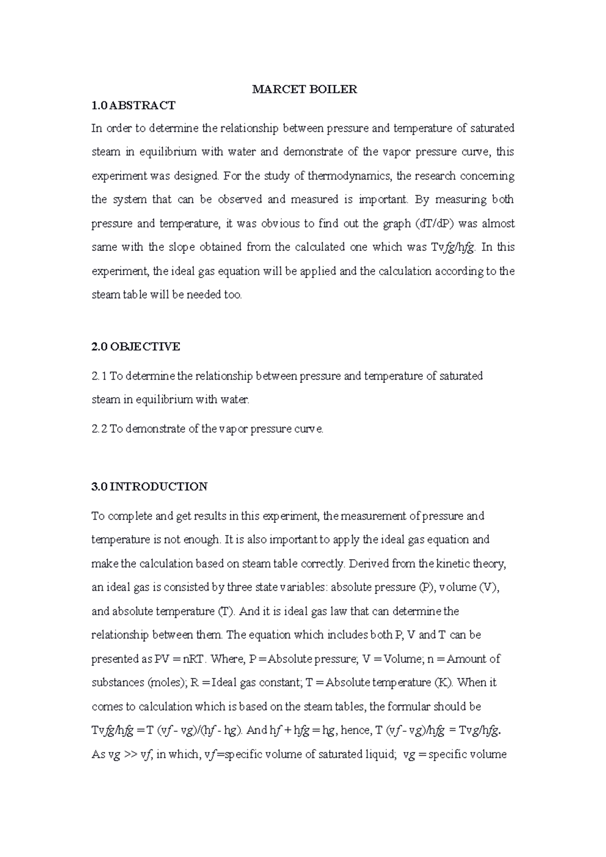 Marcet Boiler 1 - MARCET BOILER 1 ABSTRACT In order to determine the ...