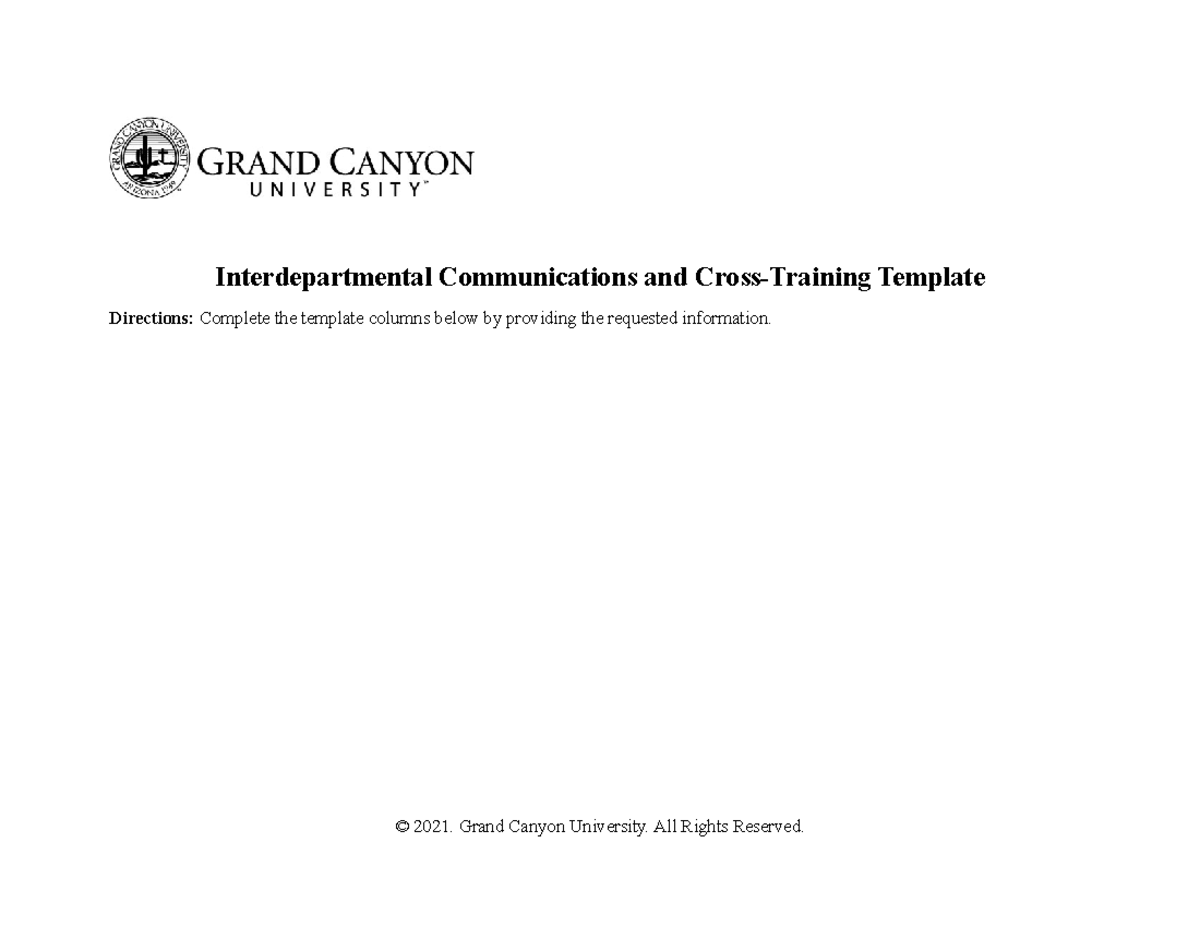 HOS 440 RS Interdepartmental Communications and Cross Training Template ...