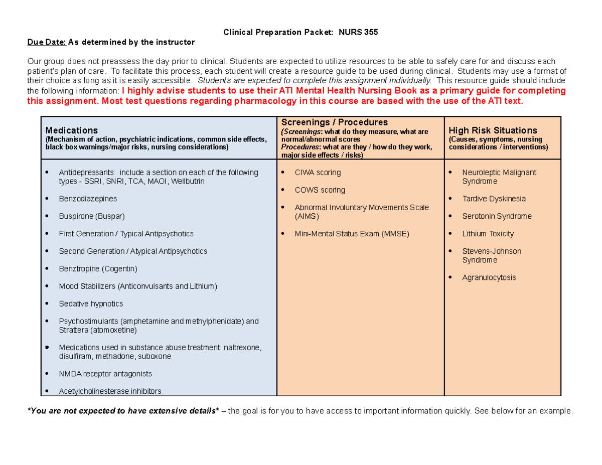 Clinical Preparation Packet 2023 - Clinical Preparation Packet: NURS ...