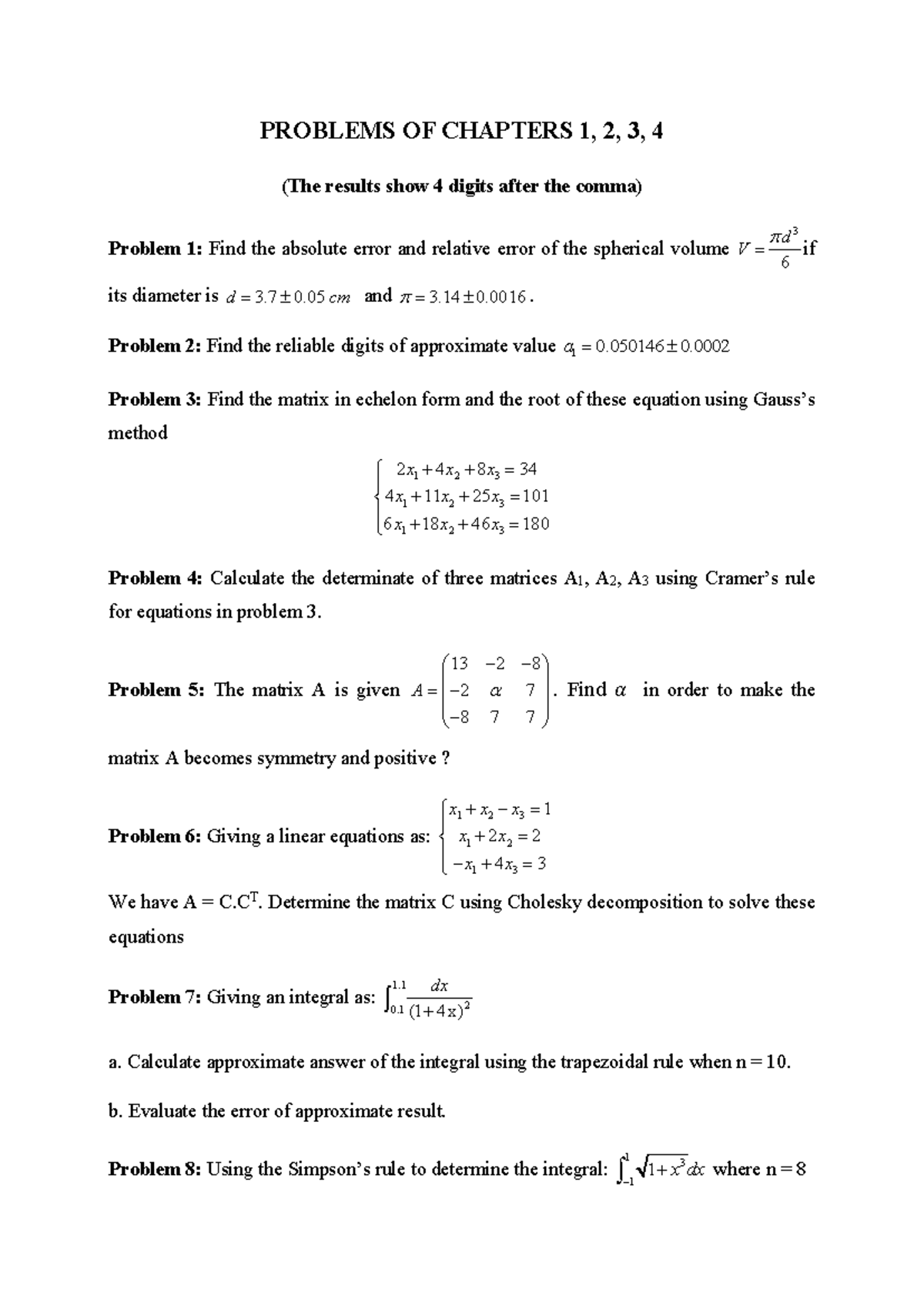 Practice Problems of Chapters 1 to 4 - PROBLEMS OF CHAPTERS 1, 2, 3, 4 ...