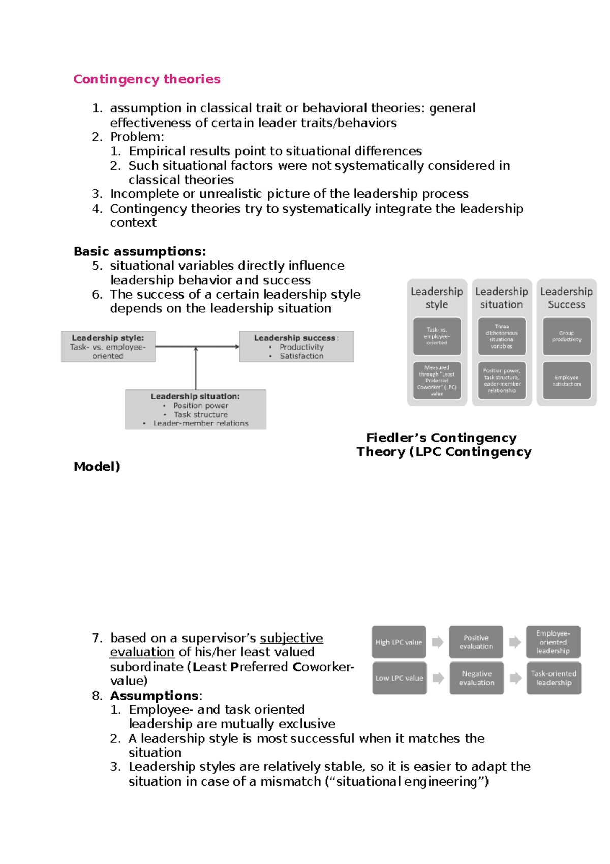 Contingency theories - Contingency theories assumption in classical ...