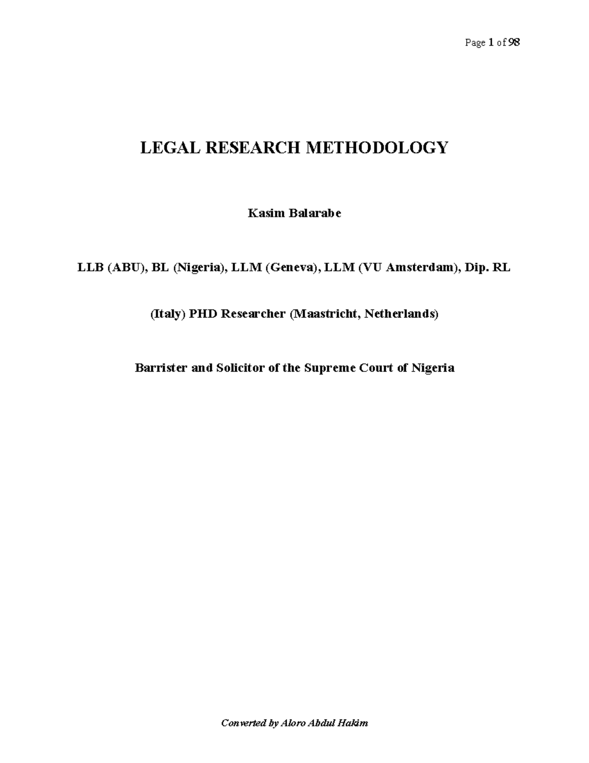 Legal Research Methodology by Kasim Balarabe-1-2 - LEGAL RESEARCH ...