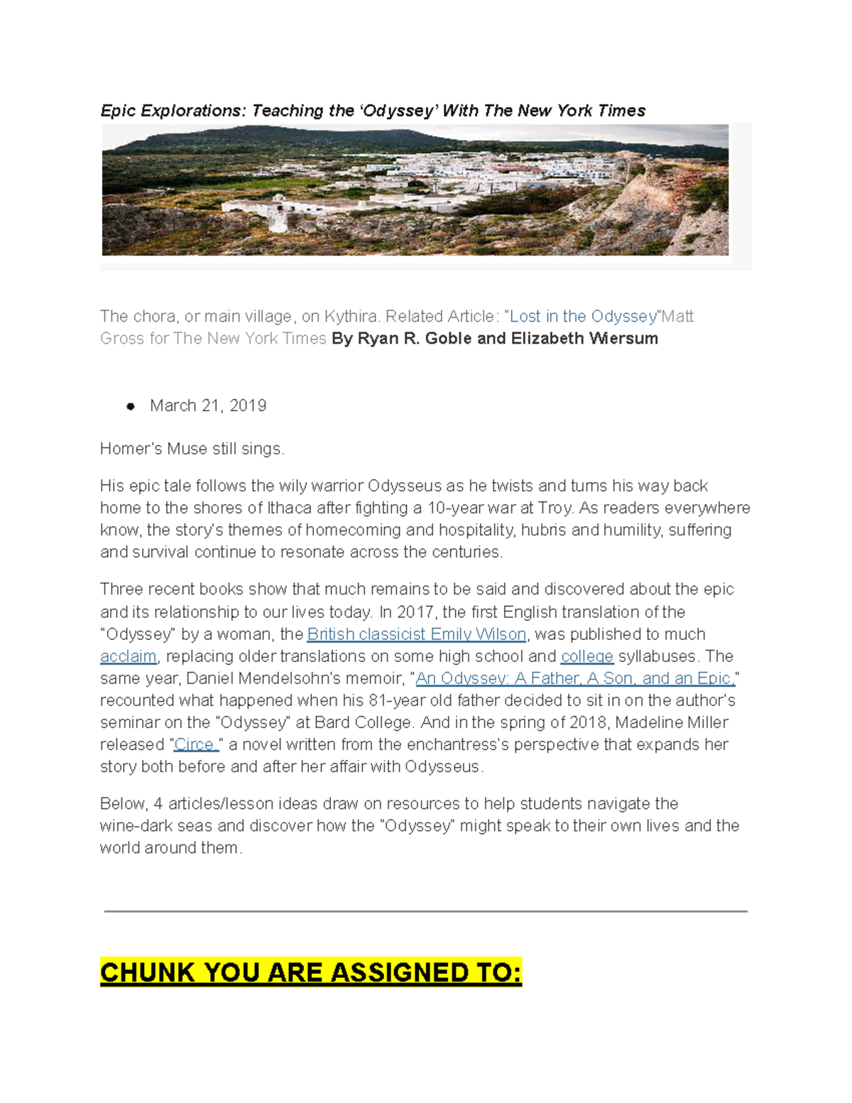 Copy of Odyssey NY Times - Central Idea - ####### Epic Explorations ...