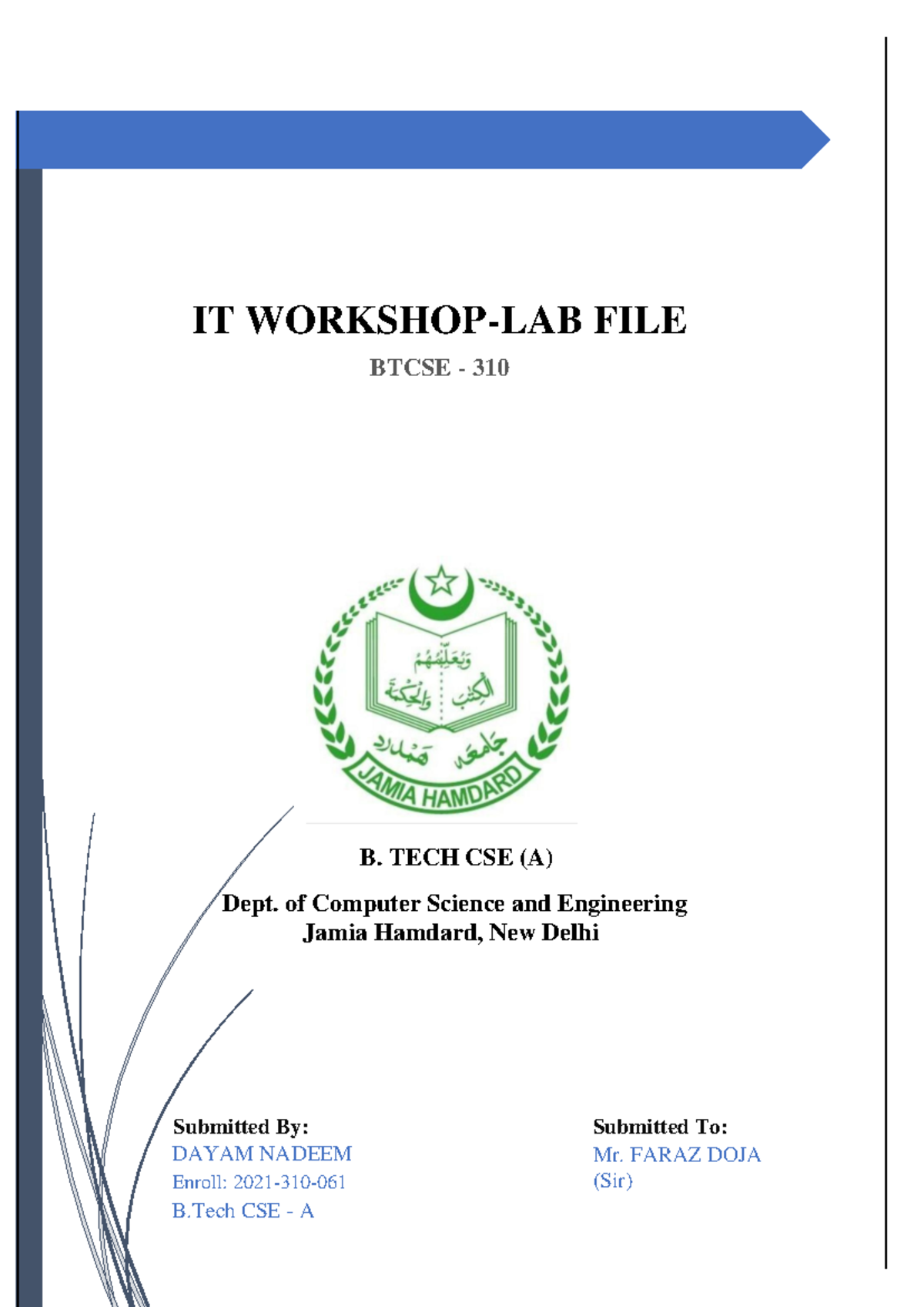 IT Workshop LAB FILE - Dayam Nadeem (061) - IT WORKSHOP-LAB FILE BTCSE ...