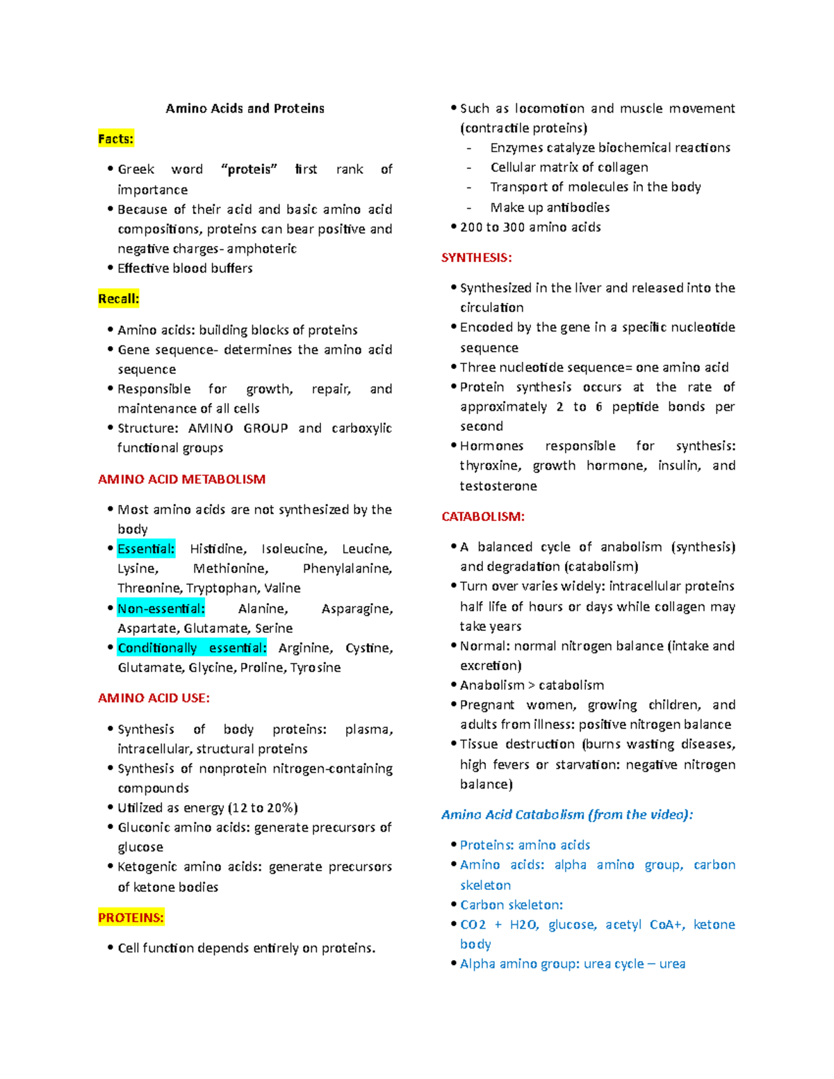 Amino acids and Proteins - Amino Acids and Proteins Facts: Greek word ...