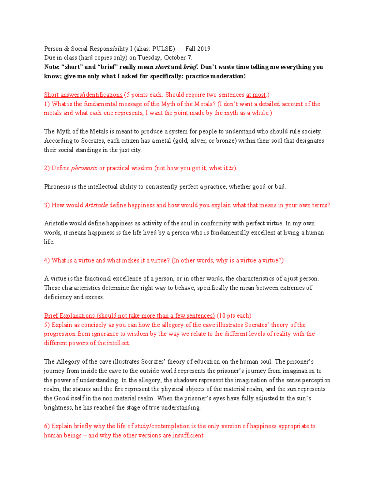 Person & Social Responsibility I Notes - Person & Social Responsibility ...