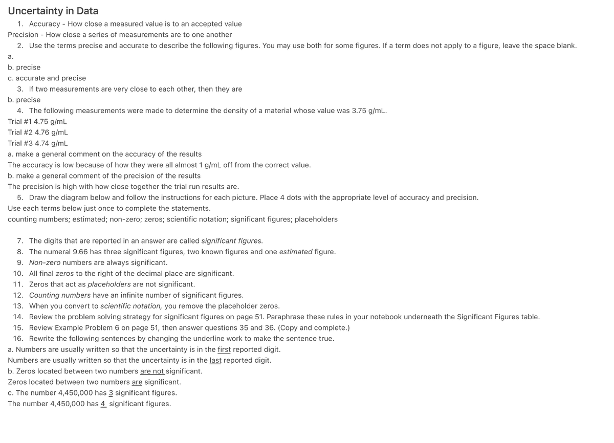 Uncertainty in Data - book work - 1. 2. 3. 4. 5. 7. 8. 9. 10. 11. 12 ...