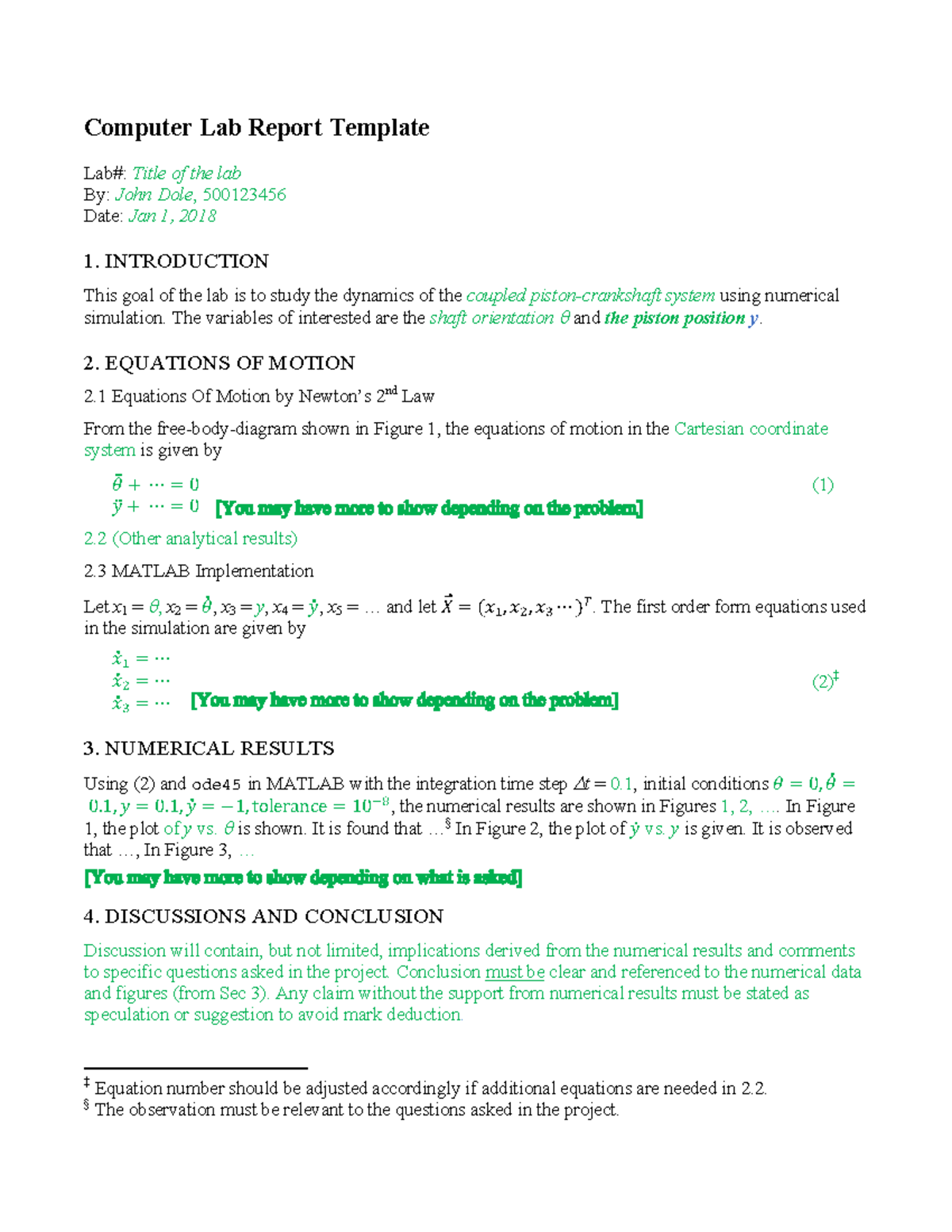 Report Template - Computer Lab Report Template Lab#: Title of the lab By: John Dole, 500123456 ...